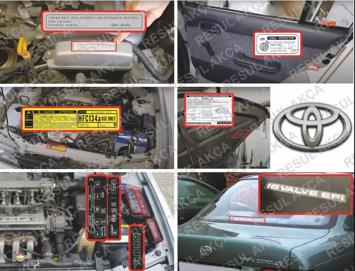 Toyota Corolla Ae101 1993-1998 Compatible Decal Set Stickers All Model ...