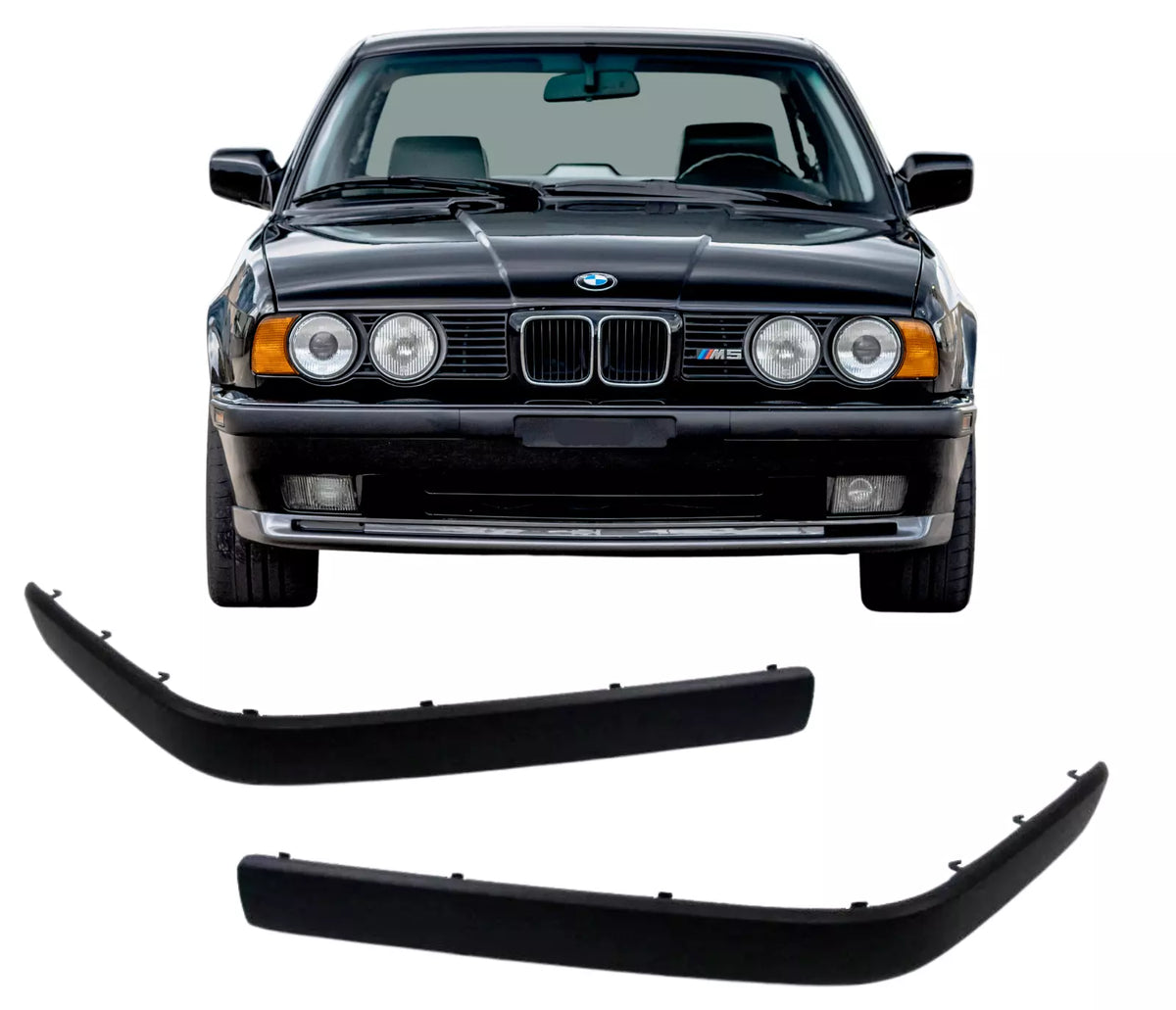 Bmw E34 1988-1994 Compatible Front Bumper Moulding Strip Trim Set 2 Pi ...