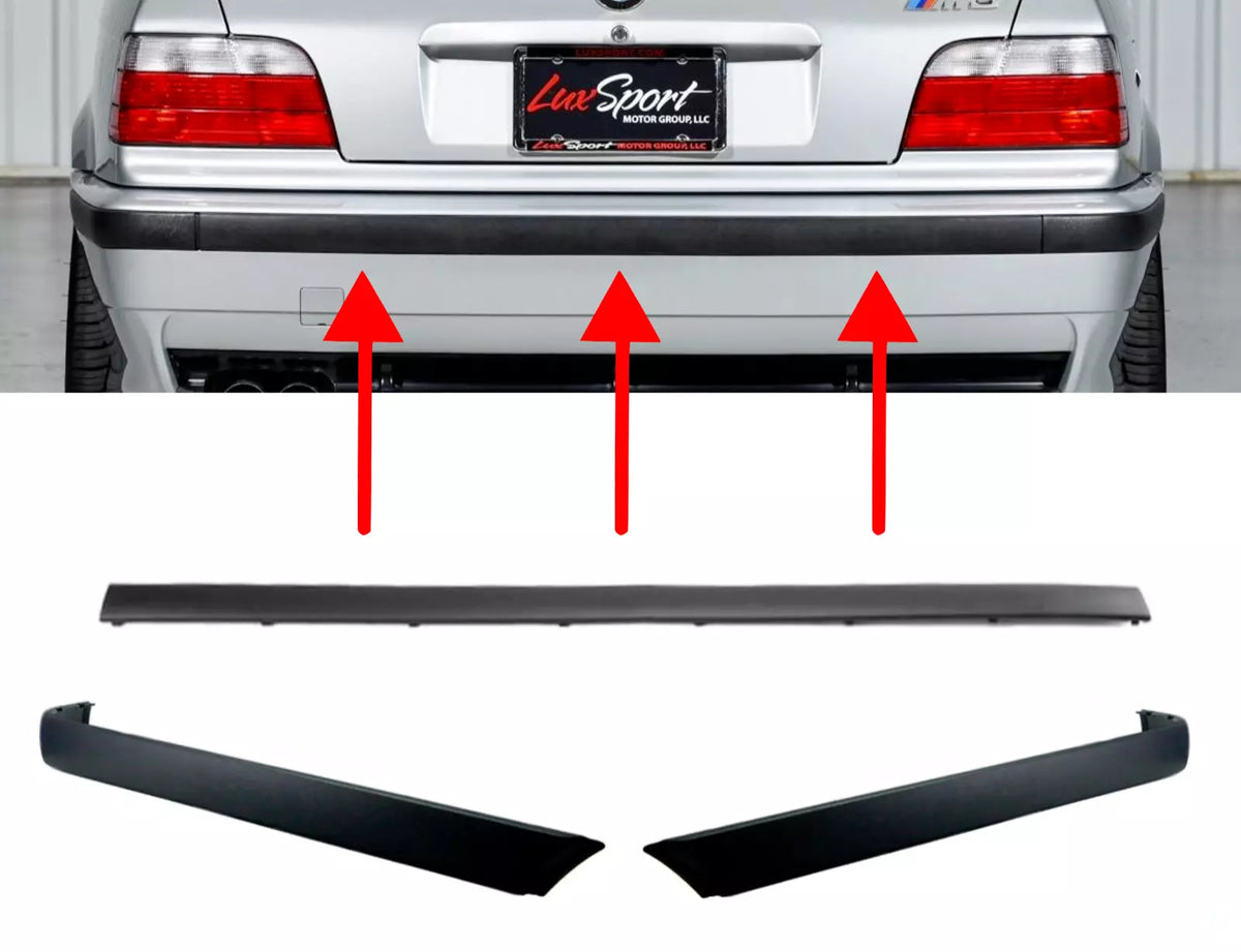 Bmw E36 M3 Compatible Rear Bumper Trim Moulding Strip Set 3 Pieces ...