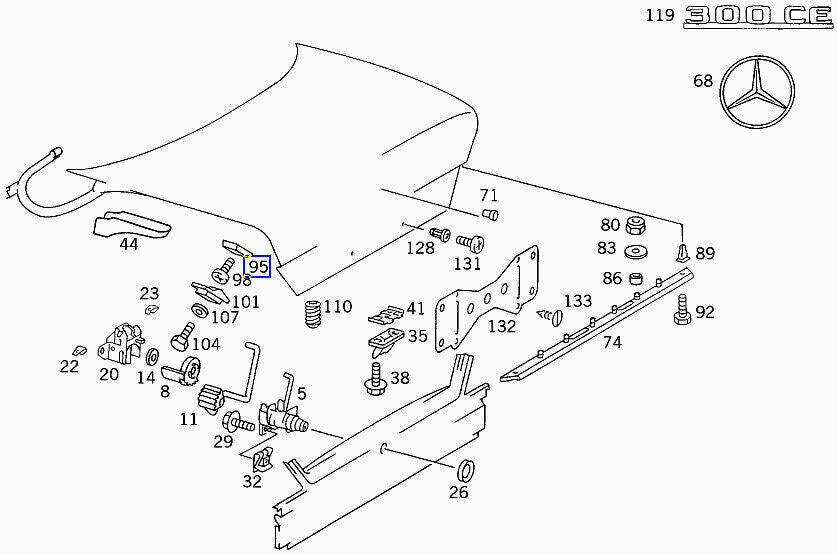 For Mercedes W124 Boot Trunk Lid Slam Stop Kit A1247580044 1247580144 ...